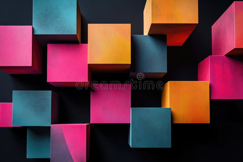 A Group of Colorful Cubes Arranged on a Black Surface, Perfect for Use ...