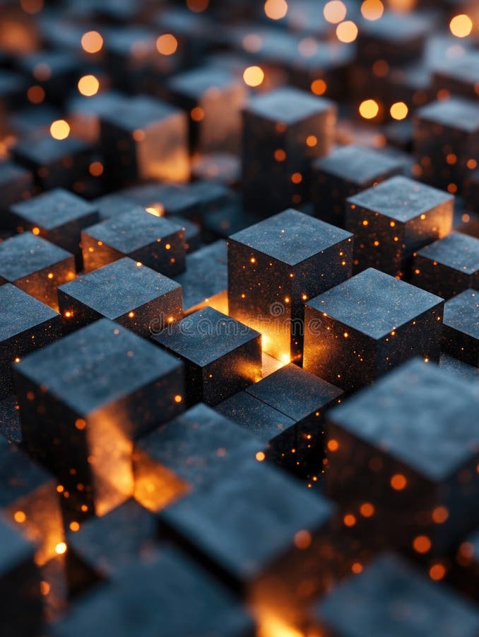 Lit up cubes stock illustration. Illustration of abstract - 377365161