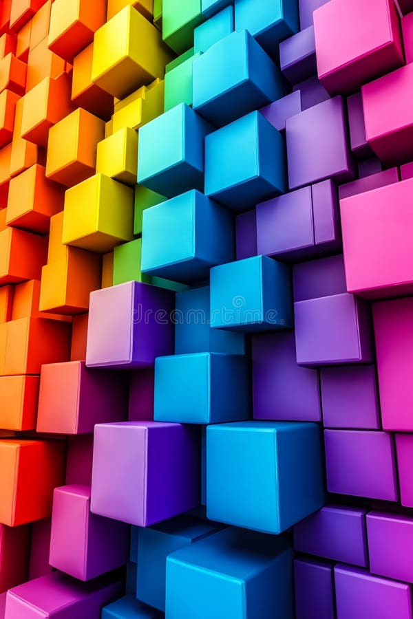 A Group of Colorful Cubes Stacked on Top of Each Other Stock ...