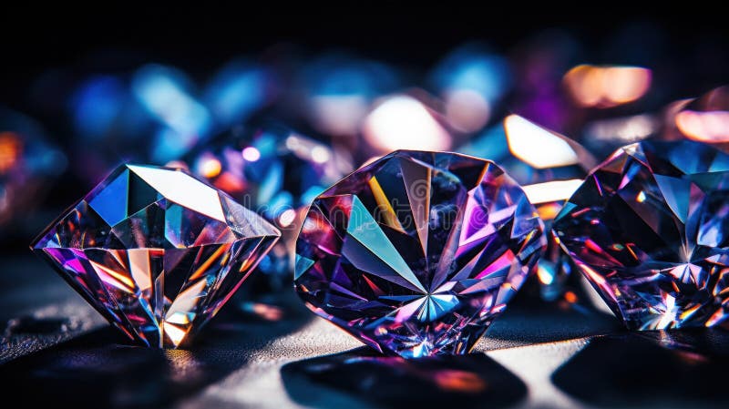 A Group of Colorful Diamonds are Sitting on a Table, AI Stock Photo ...