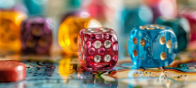 Group of Colorful Dices on Table Stock Photo - Image of table, objects ...