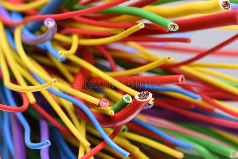 Group of Colorful Electric Cables Stock Photo - Image of copper, close ...