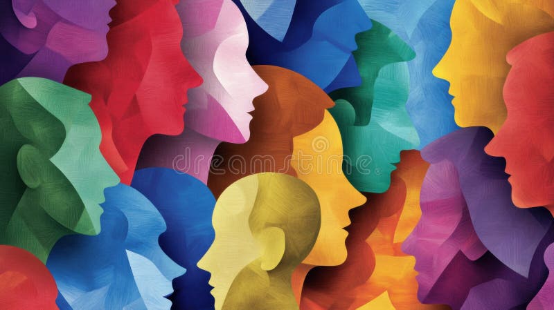 A Group of Colorful Faces are Shown in a Collage, AI Stock Image ...