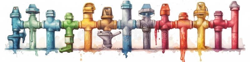 A Group of Colorful Fire Hydrants Painted in Different Colors. AI ...