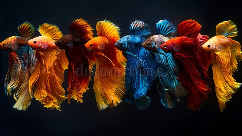 A Group of Colorful Fish in a Row Stock Image - Image of group, color ...