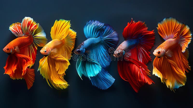 A Group of Colorful Fish in a Row Stock Photo - Image of tail ...