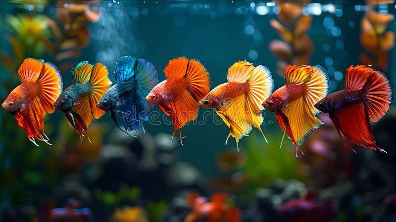 A Group of Colorful Fish Swimming in an Aquarium Stock Image - Image of ...