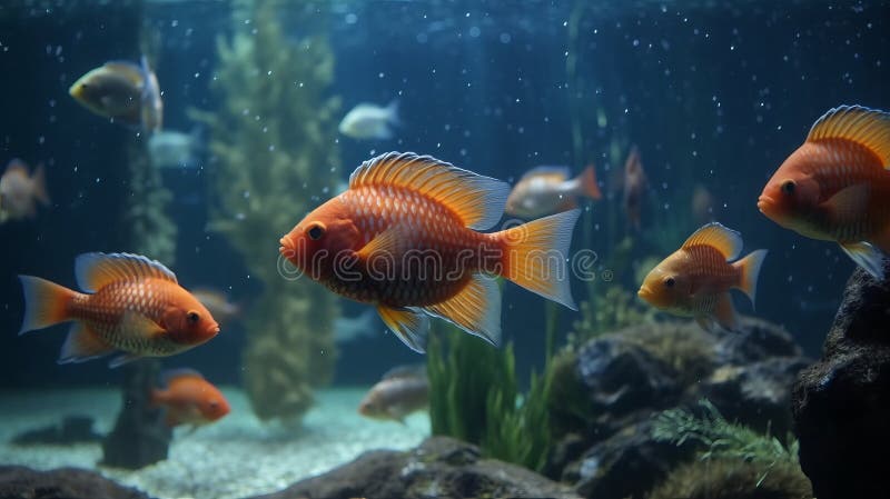 Group of Colorful Fish Swimming in an Aquarium. Generative AI Stock ...