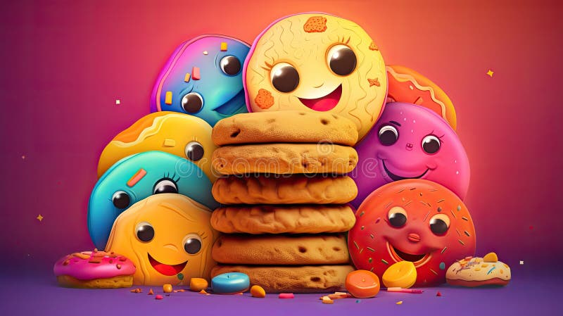 Group of Colorful Funny Cookies with Different Emotions Stock ...