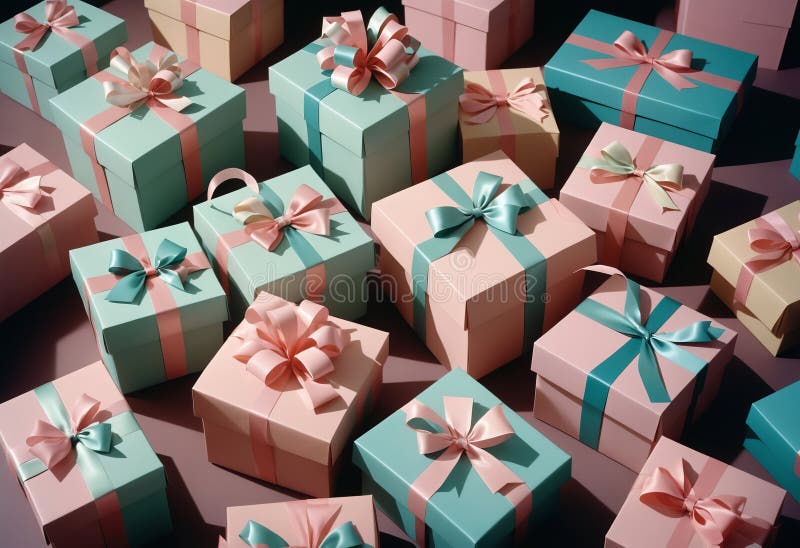 A Group of Colorful Gift Boxes with Ribbons and Bows Stock Illustration ...