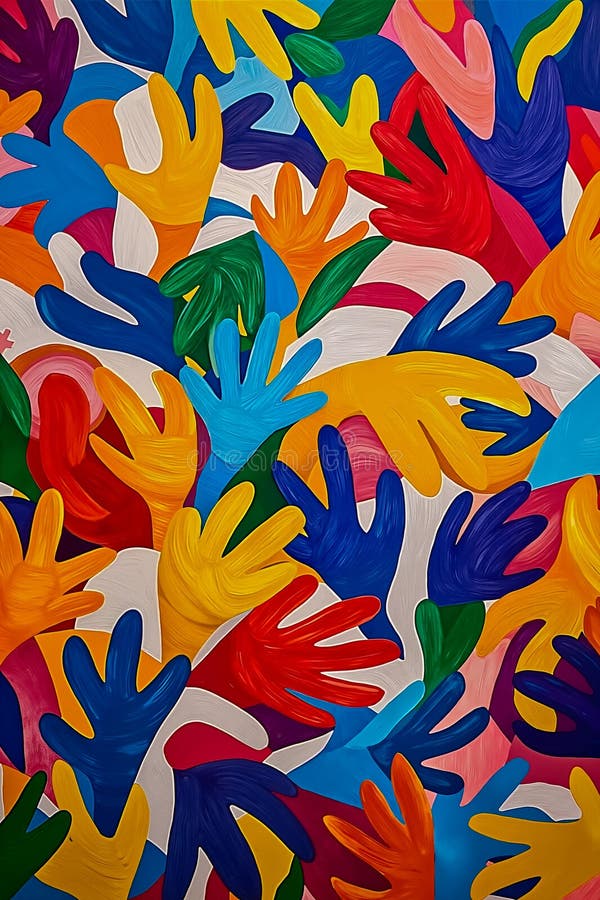 A Group of Colorful Hands in a Circle of Different Colors Stock Image ...