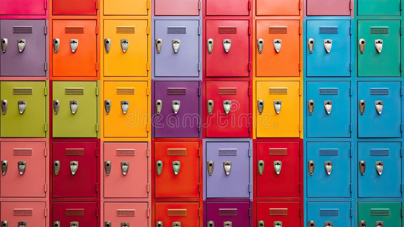 A Group of Colorful Lockers Stock Illustration - Illustration of ...