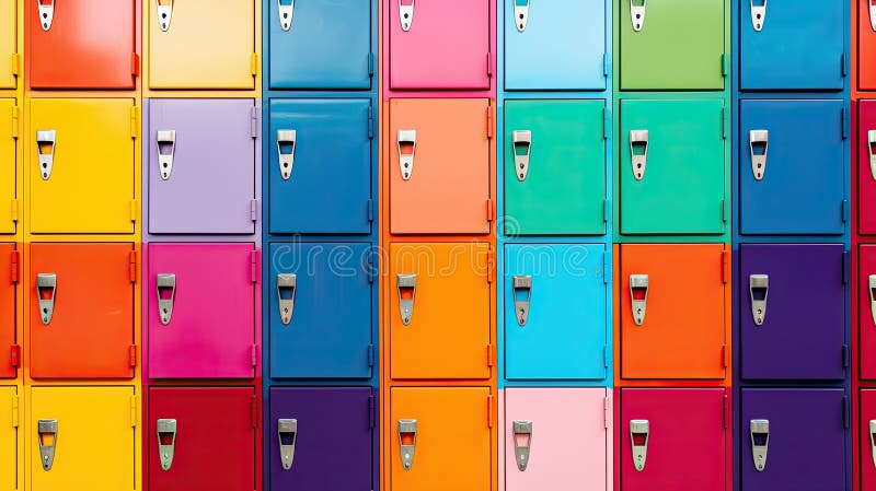 A Group of Colorful Lockers Stock Illustration - Illustration of ...