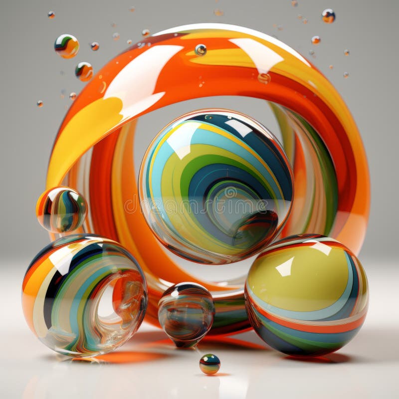 A Group of Colorful Marbles Floating in Water Stock Illustration ...