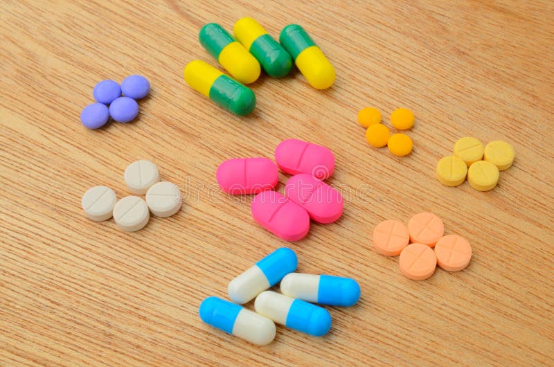 Group of Colorful Medicine Capsule Pill Stock Image - Image of ...