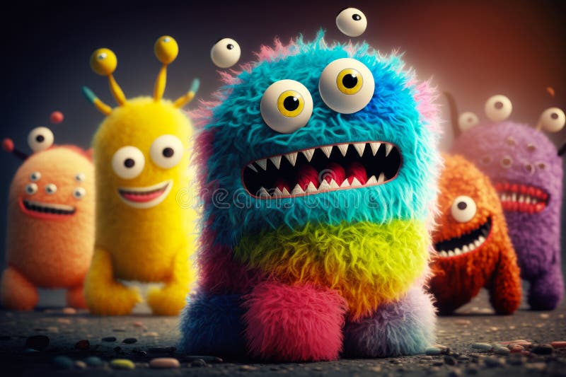 Group of Colorful Monsters Standing in Front of Each Other. Generative ...
