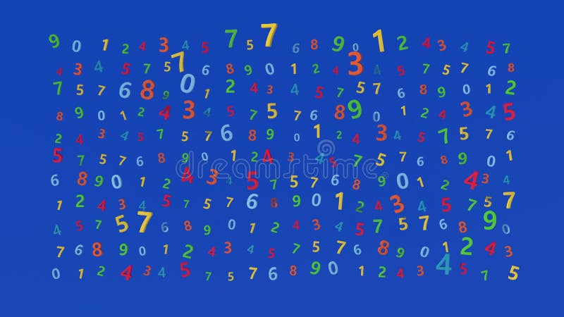 Colorful Numbers Row Rotating. Blue Background. Abstract Animation, 3d ...