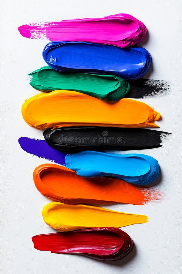 A Group of Colorful Paint Strokes on a White Surface Stock Photo ...