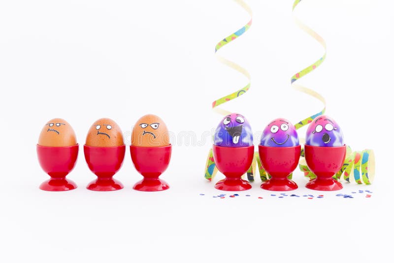 Easter Party with Crazy Eggs Stock Image - Image of colorful, faces ...