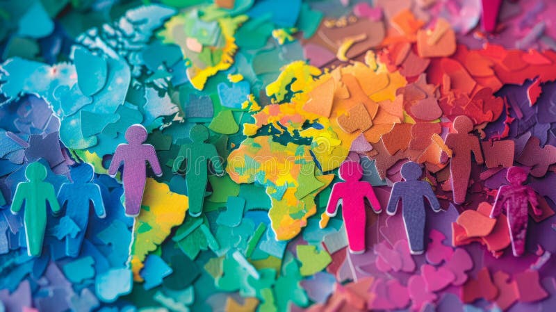 Group of Colorful Paper Cutouts of People Stock Image - Image of ...