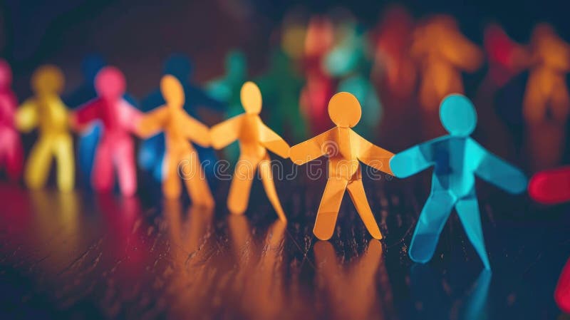 A Group of Colorful Paper People Holding Hands AIG535 Stock Image ...