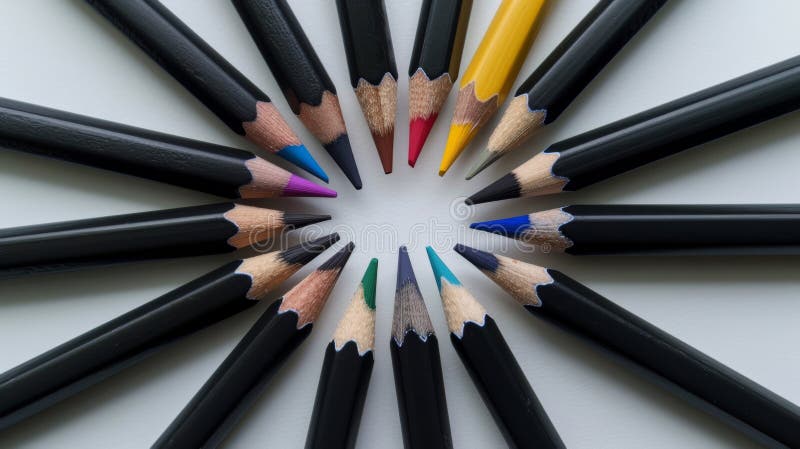 Pencils Arranged in a Circle Stock Image - Image of circle, sharp ...