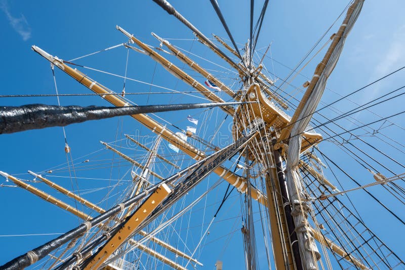 A Group of Colorful Rigging and Ropes is Connected To the Ship S Mast ...