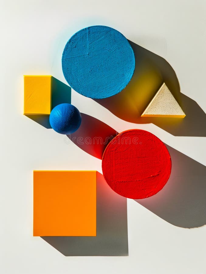 A Group of Colorful Shapes and Blocks on a White Surface Stock Image ...