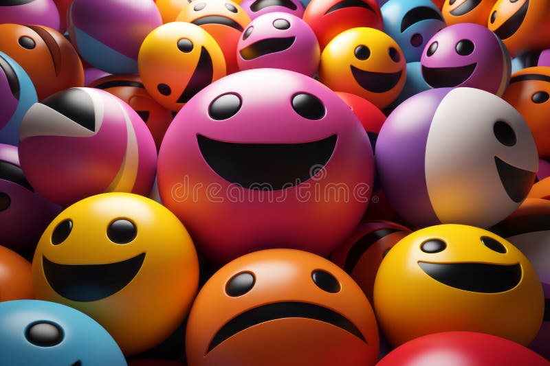 A Group of Colorful Smiley Faces are Arranged in a Circle Stock ...