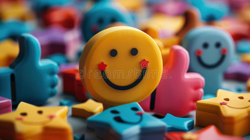 A Group of Colorful Smiley Faces and Stars are Arranged in a Pattern ...