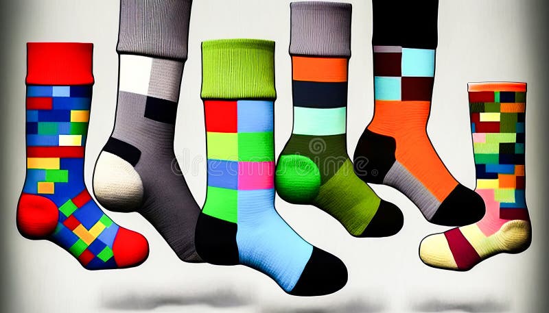 Group of Colorful Socks with Different Designs. Generative AI Stock ...