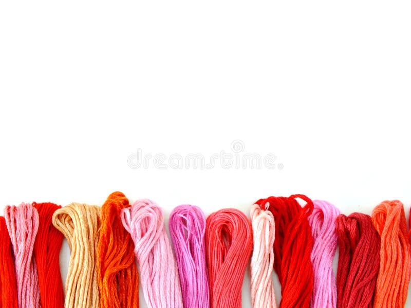 Group of Colorful Spools of Sewing Thread Top View on White Background ...