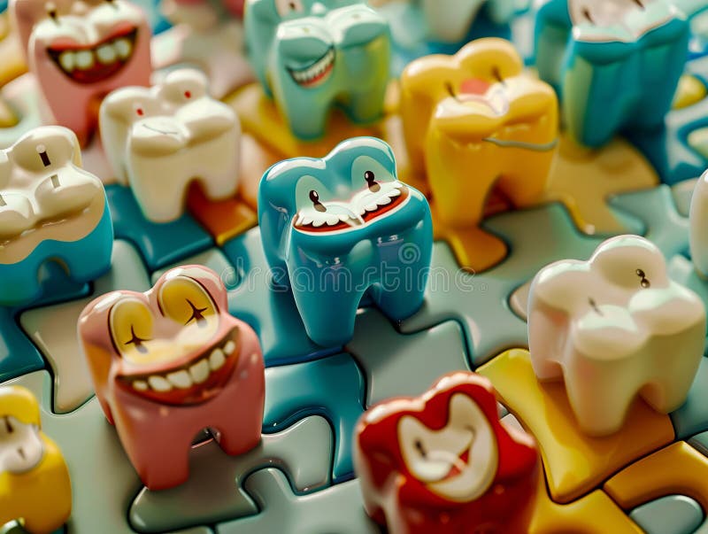 A Group of Colorful Tooth Shaped Puzzle Pieces Stock Image - Image of ...