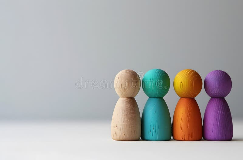 Group of Colorful Wooden Figures on Gray Backgrounddiversity Unity ...