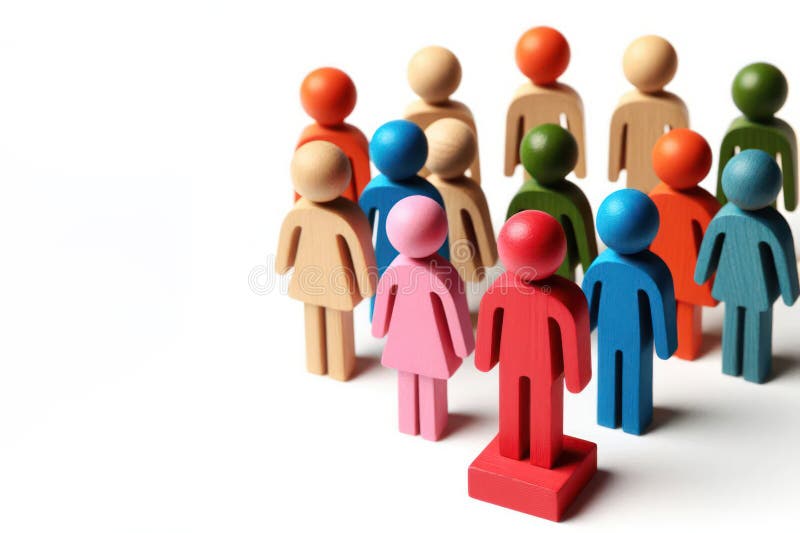 Group of Colorful Wooden People Figures, Isolated Stock Photo - Image ...