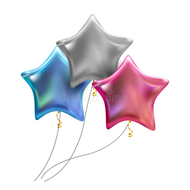 Group Of Colour Glossy Helium Balloons Isolated On White Background