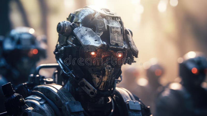 Group of Combat Robots Soldiers Stock Illustration - Illustration of ...