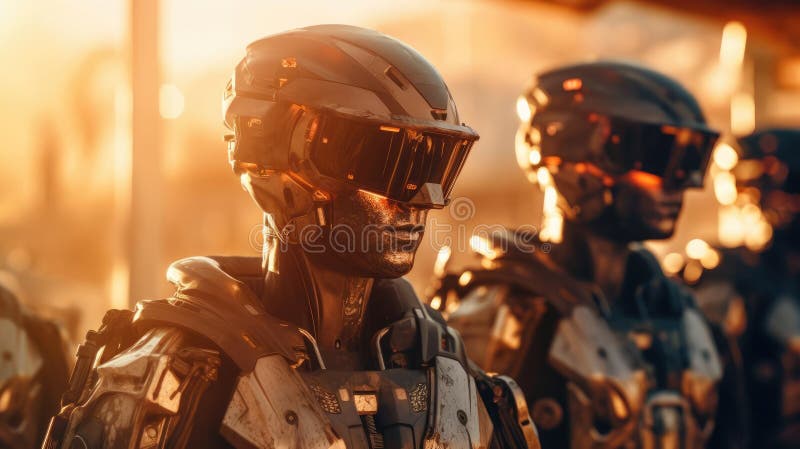 Group of Combat Robots Soldiers Stock Illustration - Illustration of ...
