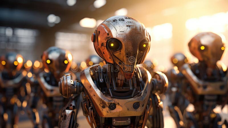 Group of Combat Robots Soldiers Stock Illustration - Illustration of ...