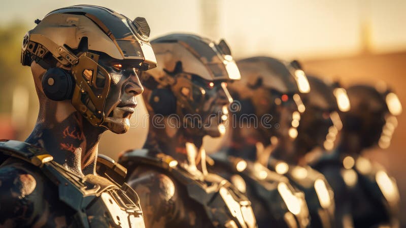 Group of Combat Robots Soldiers Stock Illustration - Illustration of ...