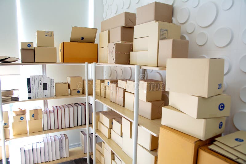 Group of Composite Cardboard Boxes and File Folders Along Boxes on ...