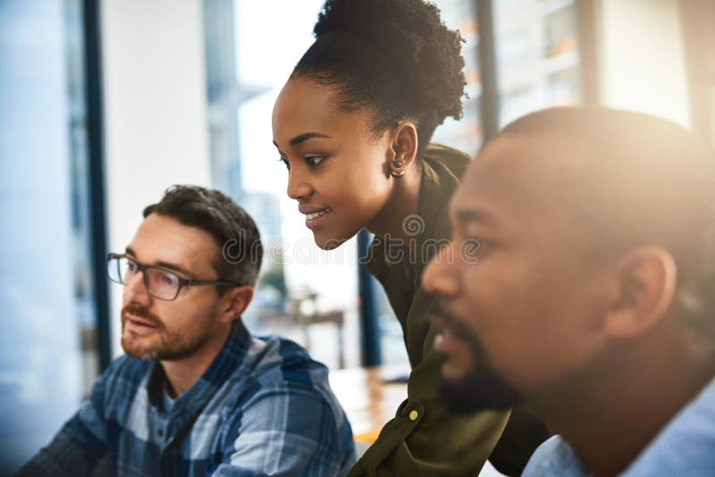 Group, Computer and Smile for Project, Office and Intern with Lead ...