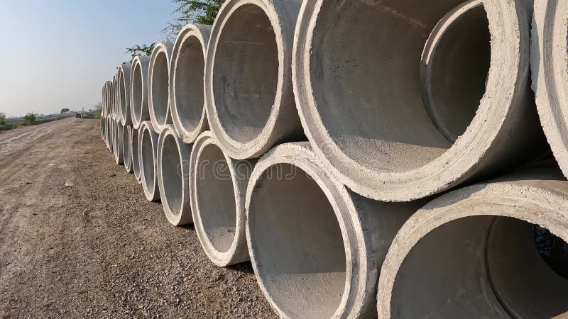 Concrete pipes stock footage. Video of concrete, connection - 276850352