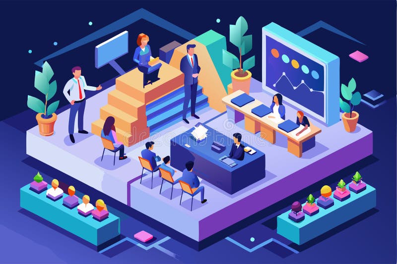 A Group at a Conference Engages in Presentations and Discussions while ...