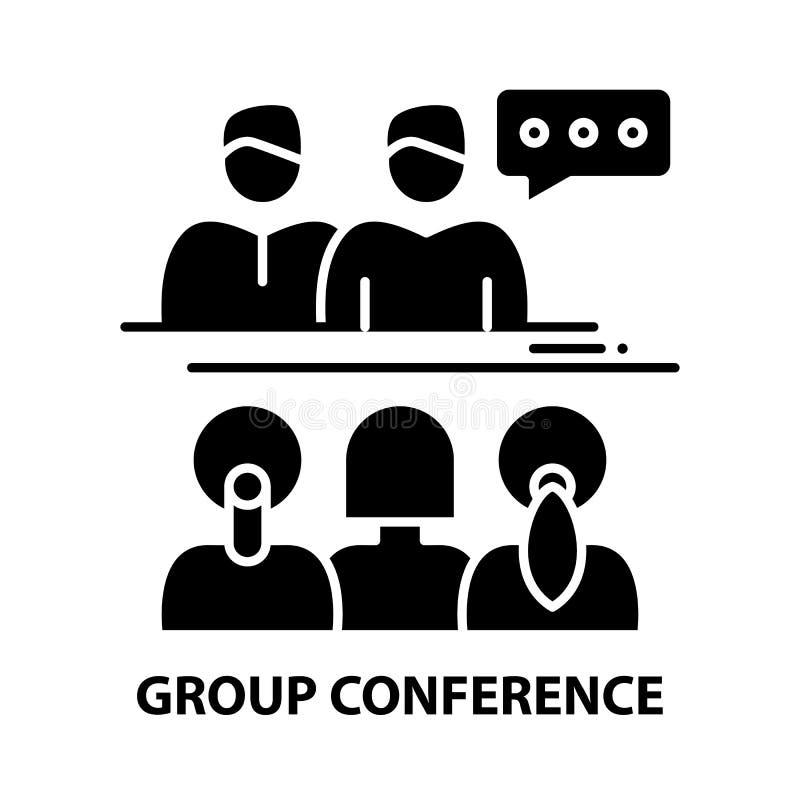 Group Conference Icon, Black Vector Sign with Editable Strokes, Concept ...