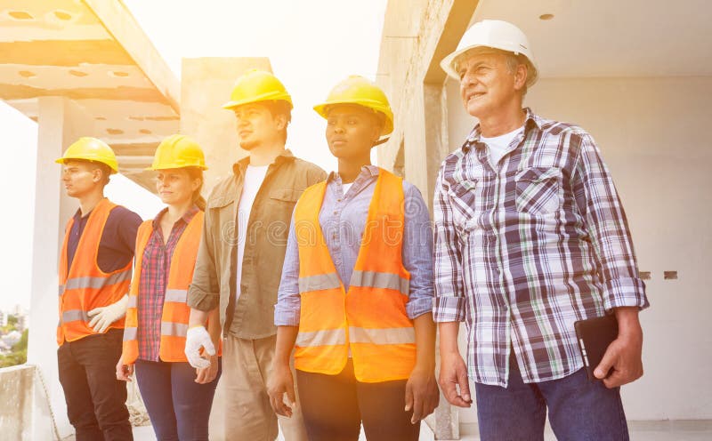 Group of Construction Workers As Team Onsite in Workgear Stock Image ...