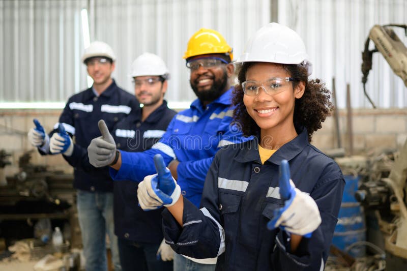 Group of Confident Worker Team at Factory Stock Image - Image of ...
