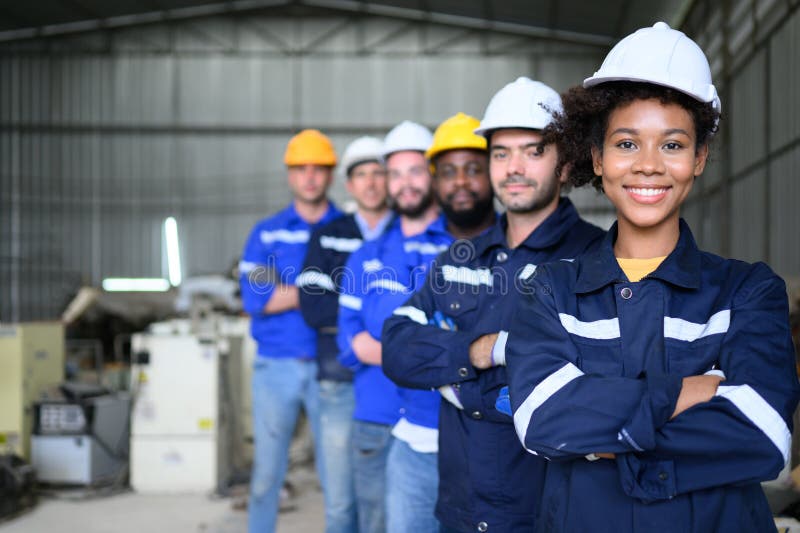 Group of Confident Worker Team at Factory Stock Image - Image of ...