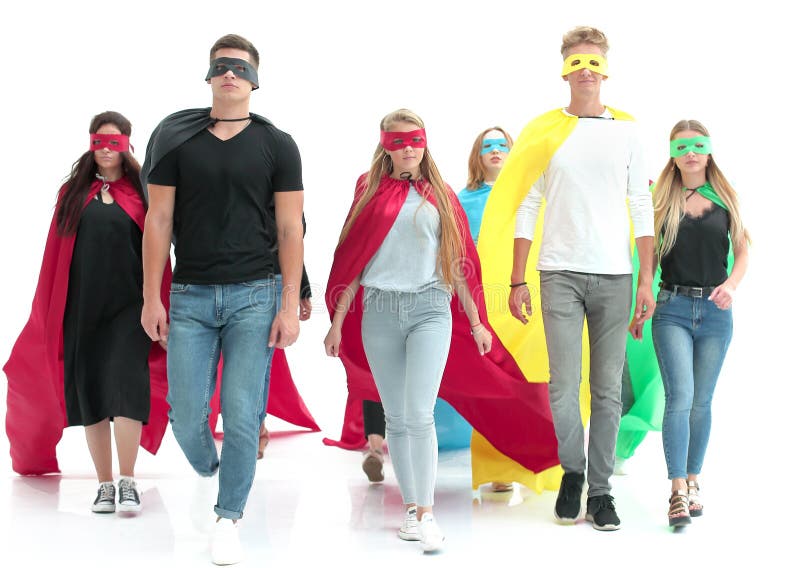 Group of Confident Young Super People Stepping Forward Stock Image ...