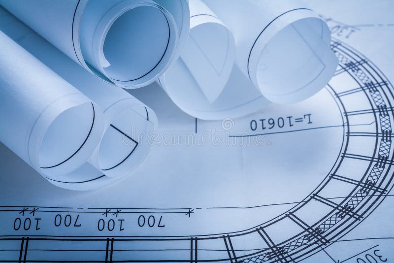 Group of Construction Drawings Building and Stock Image - Image of ...